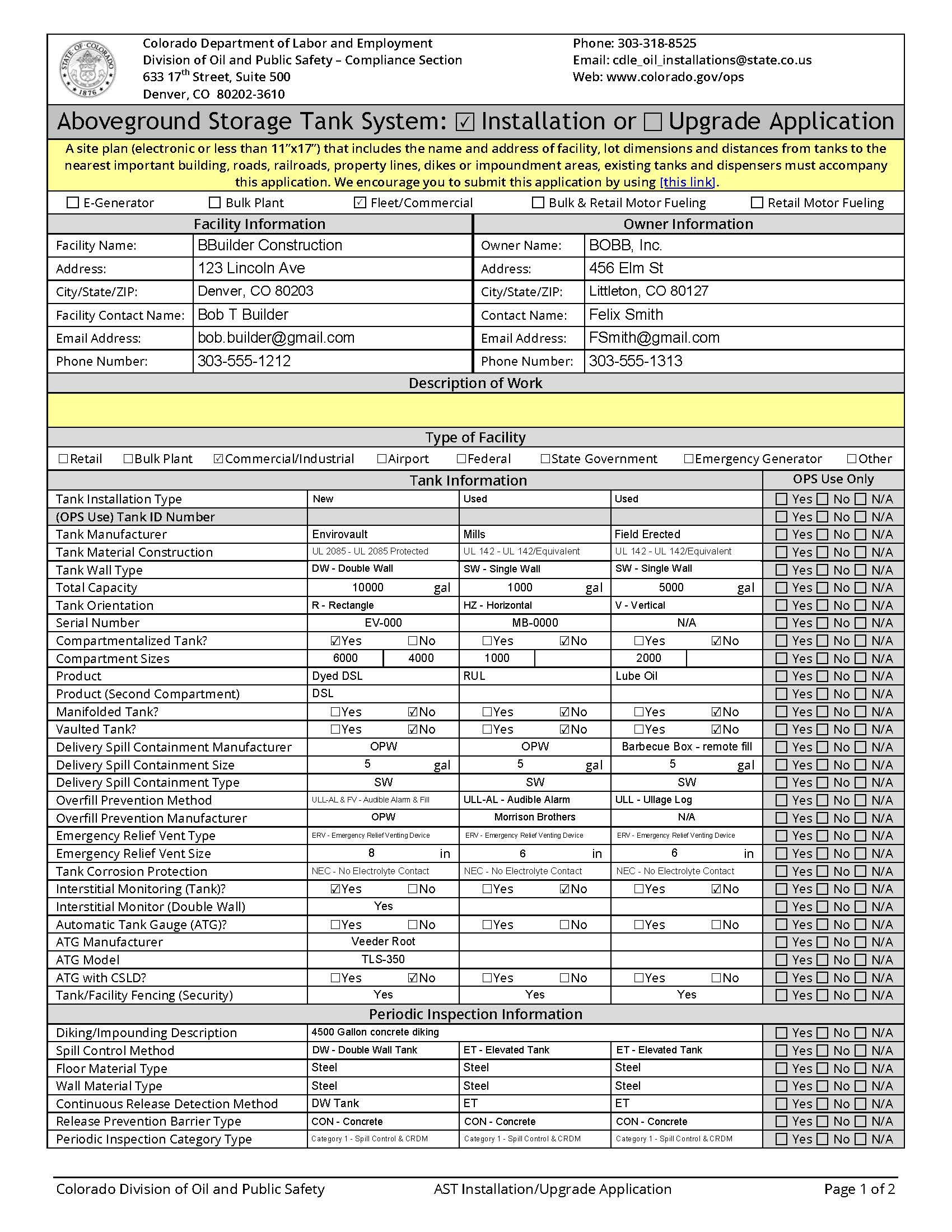Aboveground Storage Tank (AST) Application Example | Division of Oil and Public Safety logo